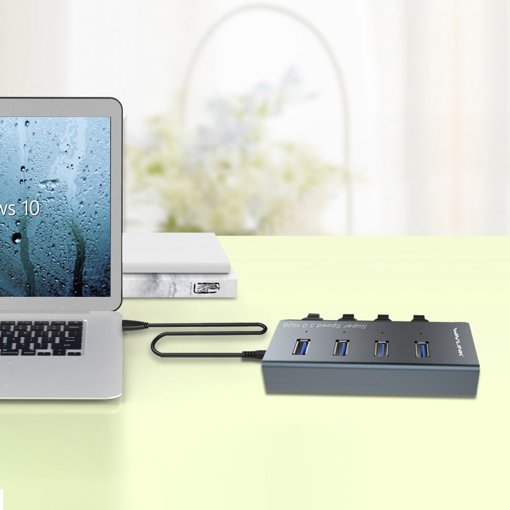 UH3049 SuperSpeed USB3.0 4 Port Aluminum HUB with Fast Charging-Wavlink.com